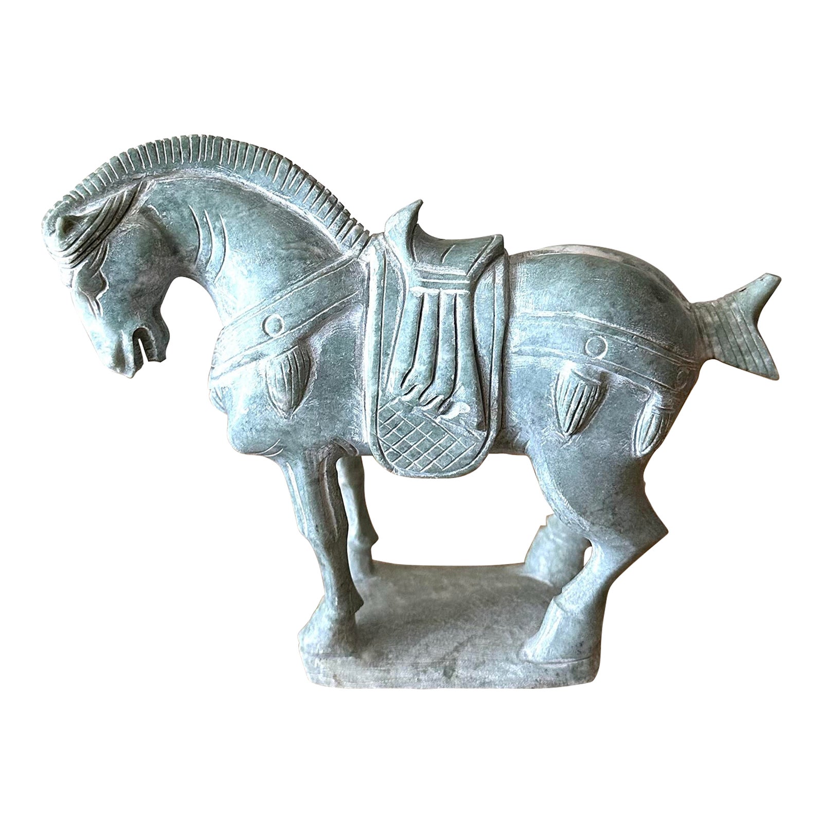 1960s Green Jade Tang Dynasty Horse Statue | Chairish