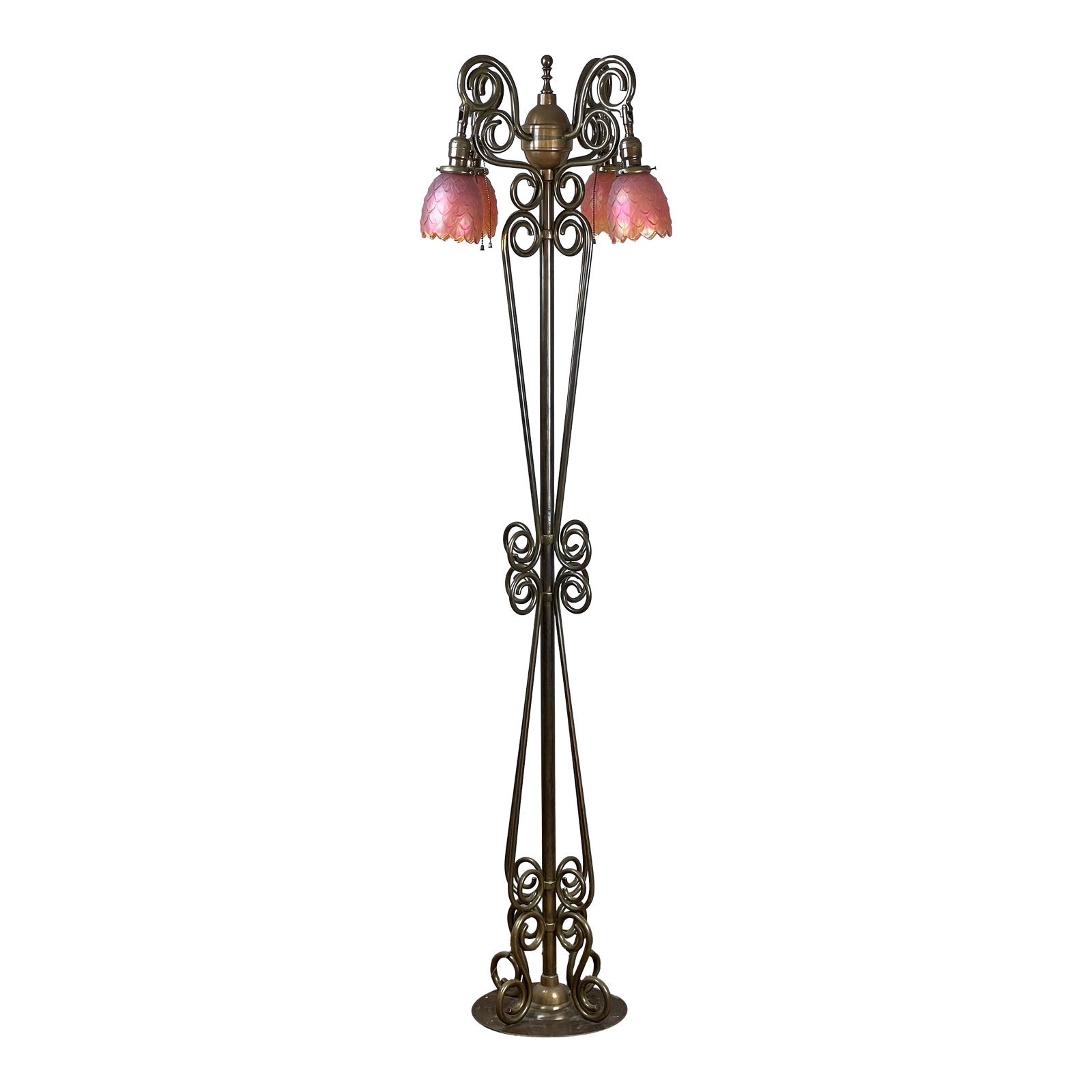 Antique Art Nouveau Brass Floor Lamp Attr. Jules Cayette and Charles ...