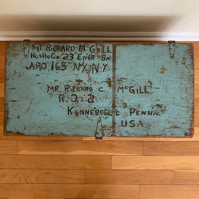 1950's United States Army Military Painted Wood Foot Locker Chest Trunk ...