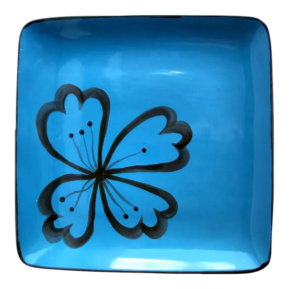Early 21st Century Ceramic Hibiscus Platter | Chairish