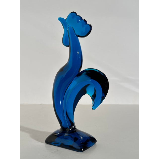 Vintage MCM Viking Glass Bluenique Kellogg Epic Rooster | Chairish