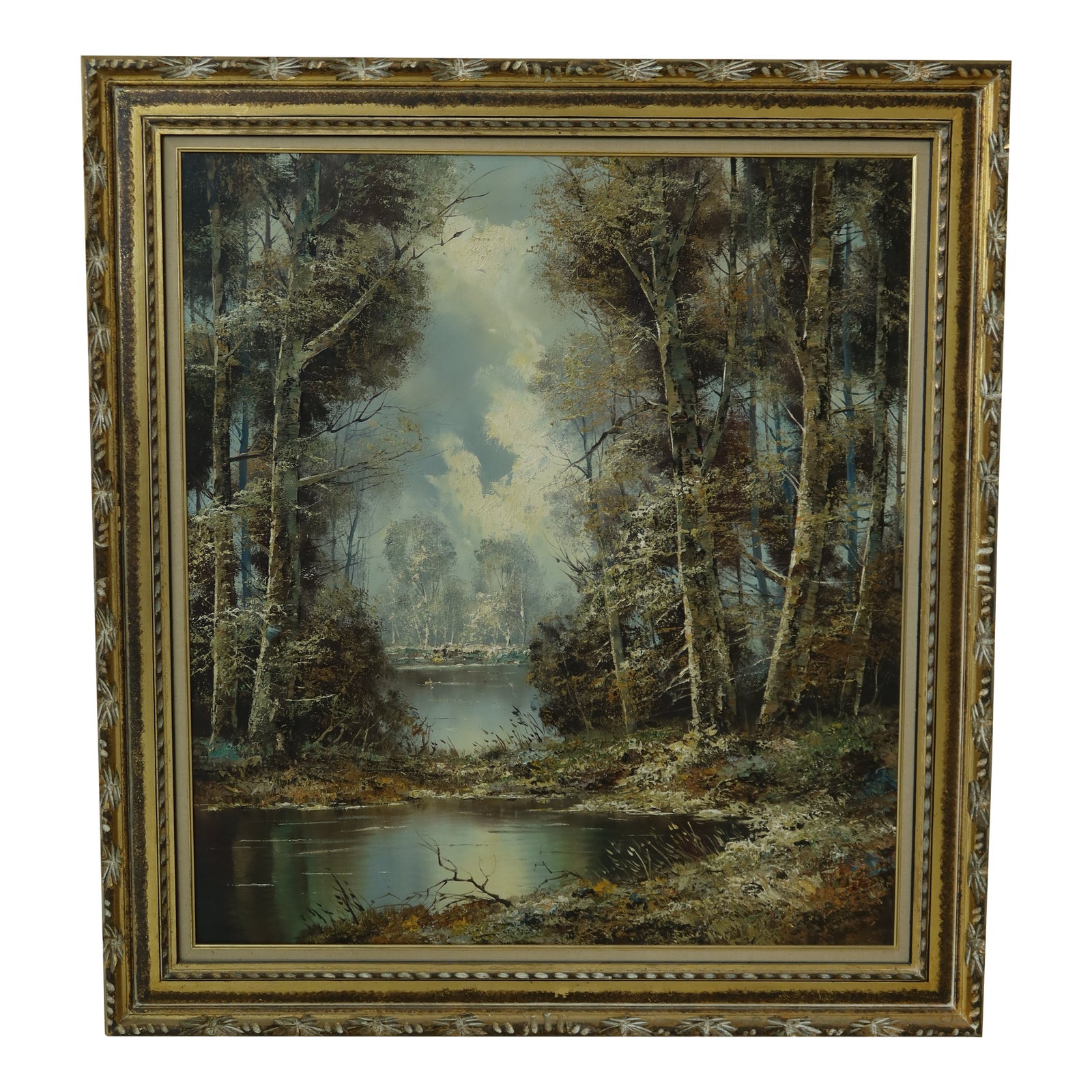 Julius Marcus Signed Meadow Scene Oil Painting on Canvas | Chairish