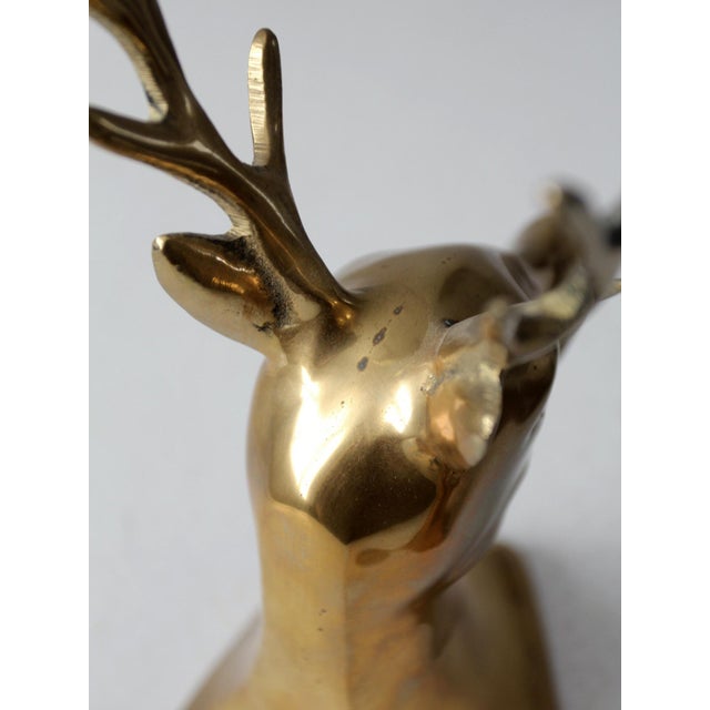 Vintage Large Brass Stag Deer Bookends Pair | Chairish