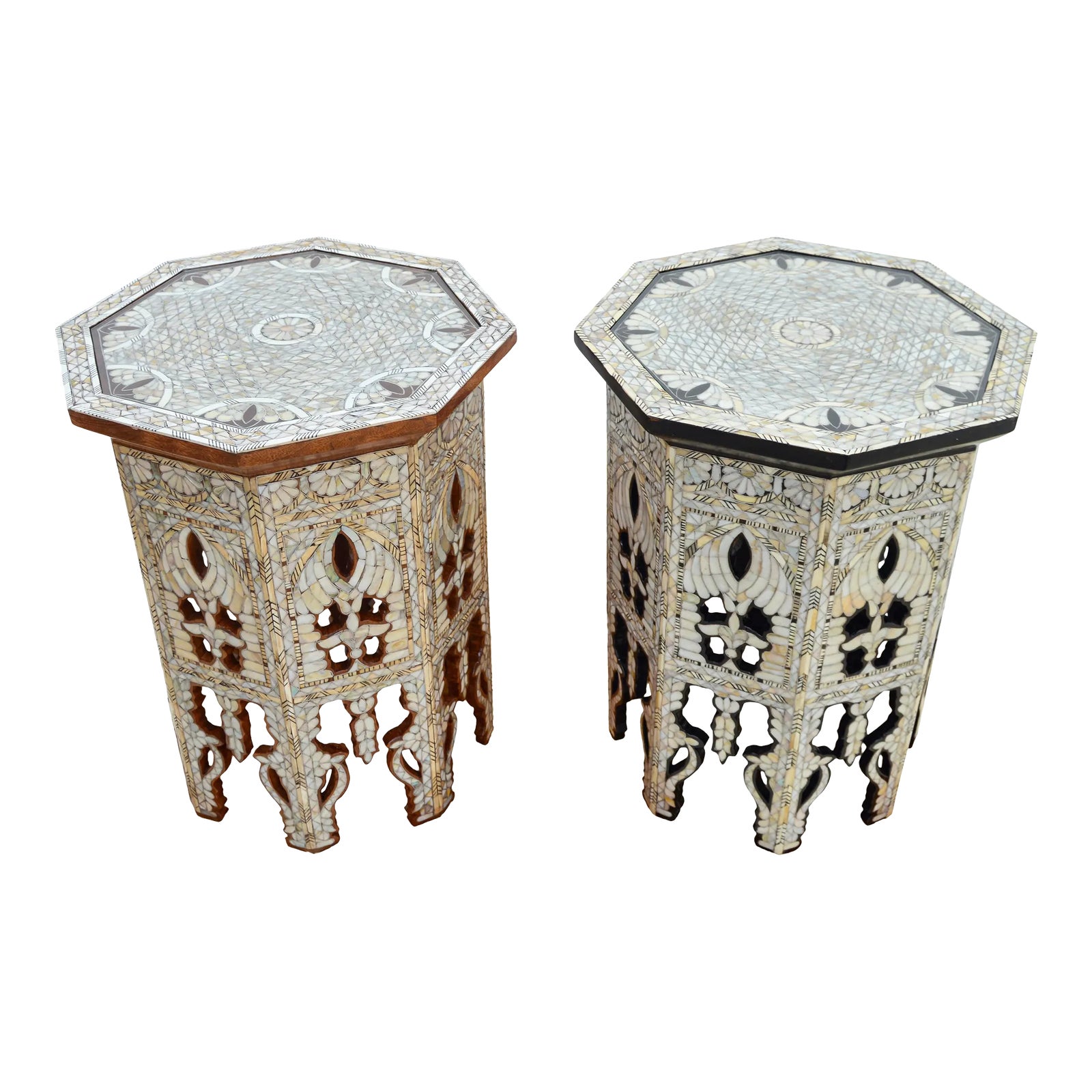 Vintage Andalusian-Patterned Mother-Of-Pearl Inlaid Accent Tables - a ...