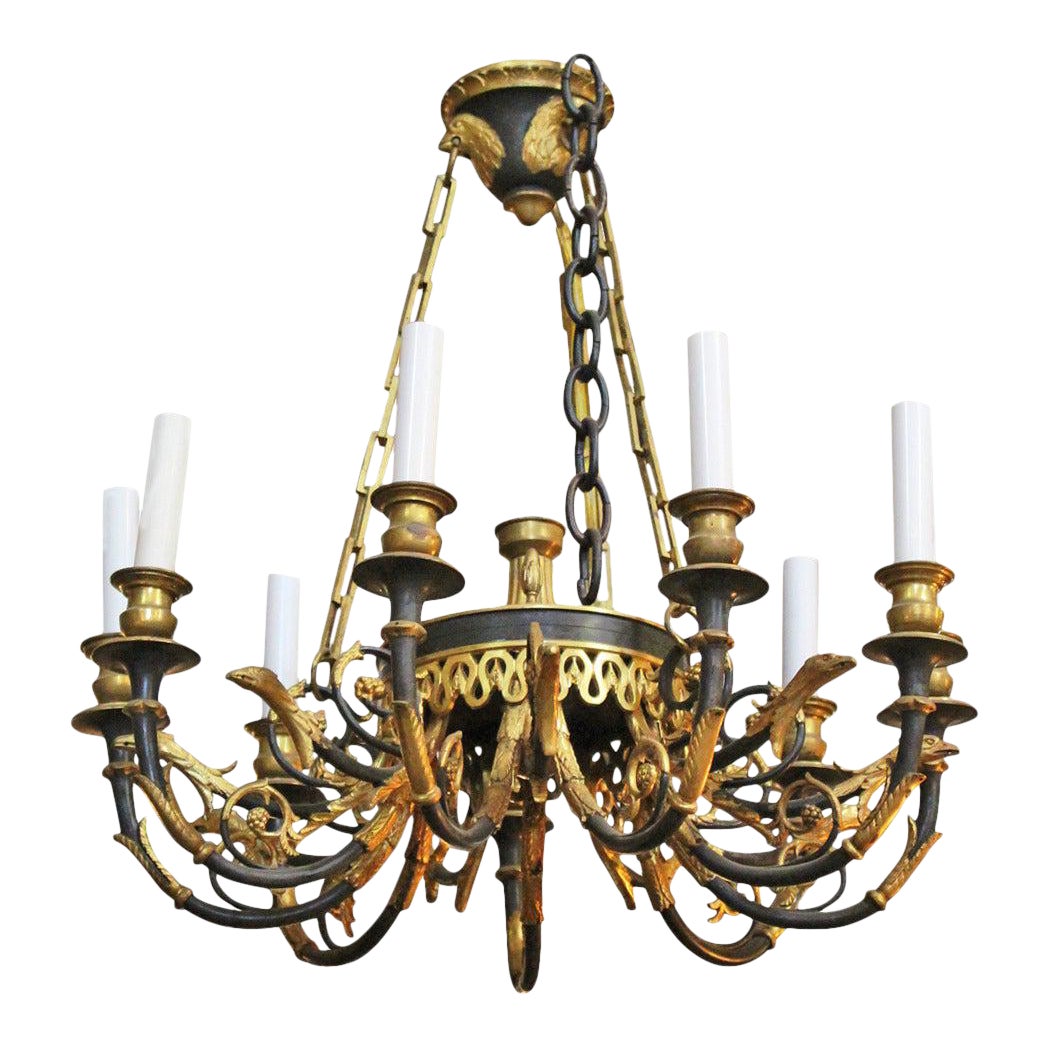 French First Empire Style Bronze Chandelier | Chairish
