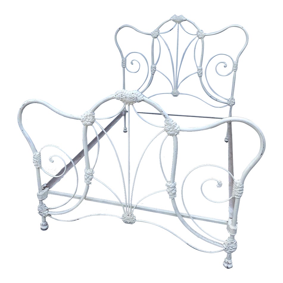 Mid-19th Century Art Nouveau Antique Iron Bed Frame & Original Side ...