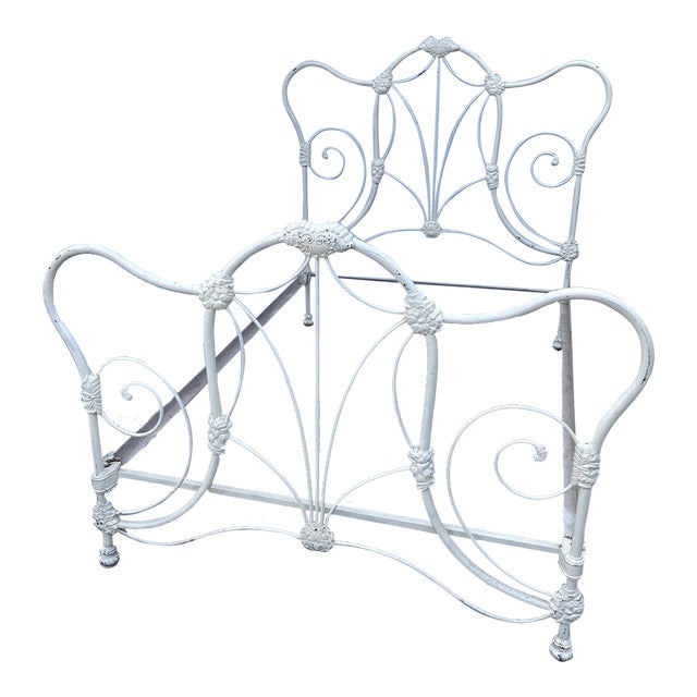 Mid-19th Century Art Nouveau Antique Iron Bed Frame & Original Side ...