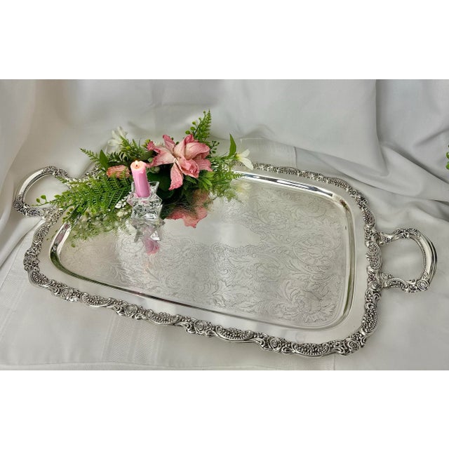 Vintage Oneida Tray Silver Plated Tea and Coffee Service Tray | Chairish