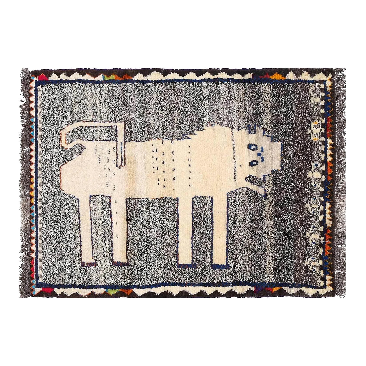 Pasargad Animal Pictorial Lion Shiraz Hand Knotted Wool Rug | Chairish