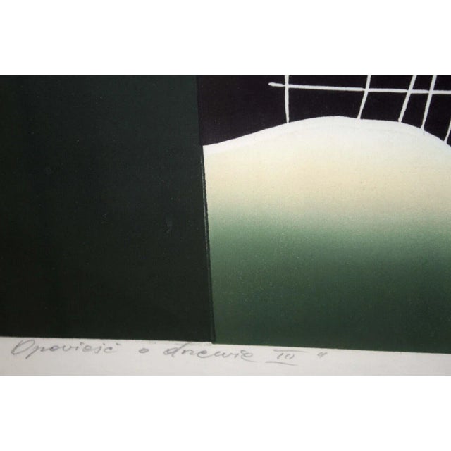 Zygmunt Czyz Surrealist Moon Over Reed Grass Signed Linocut 18/30 ...