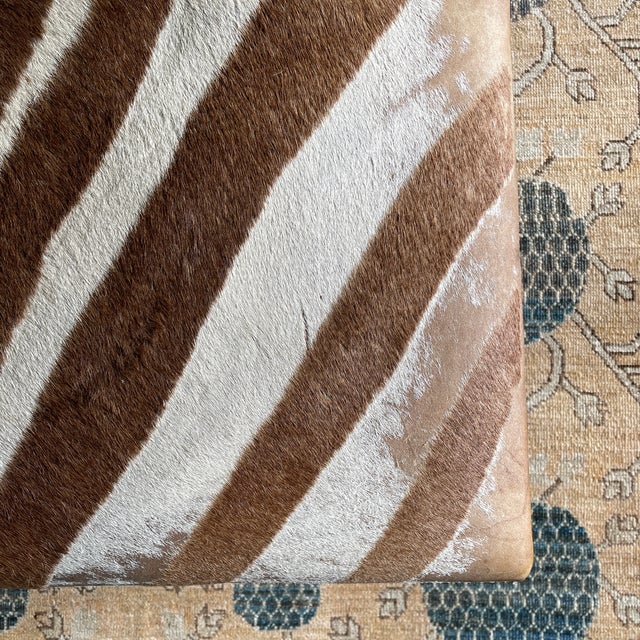Vintage Zebra Print Ottoman | Chairish