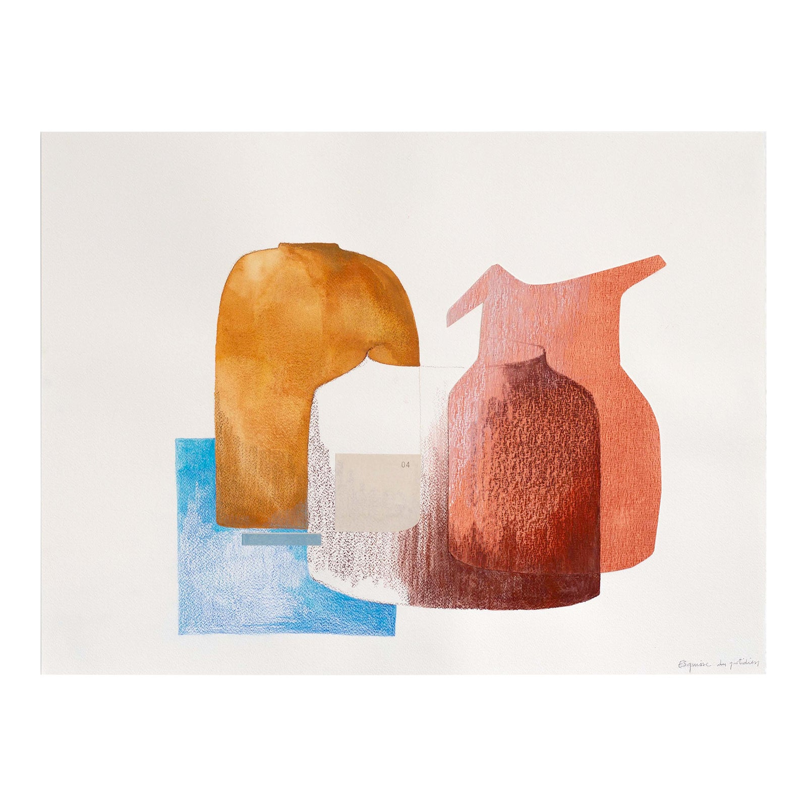 Contemporary Abstract Watercolour and Paper Collage "Esquisse Du ...
