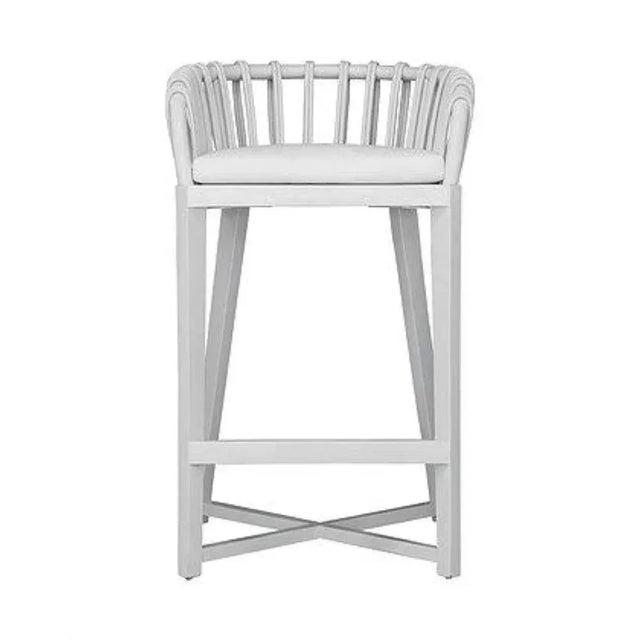 Binah Certified Teak Wood & Rattan White Counter Stool White | Chairish