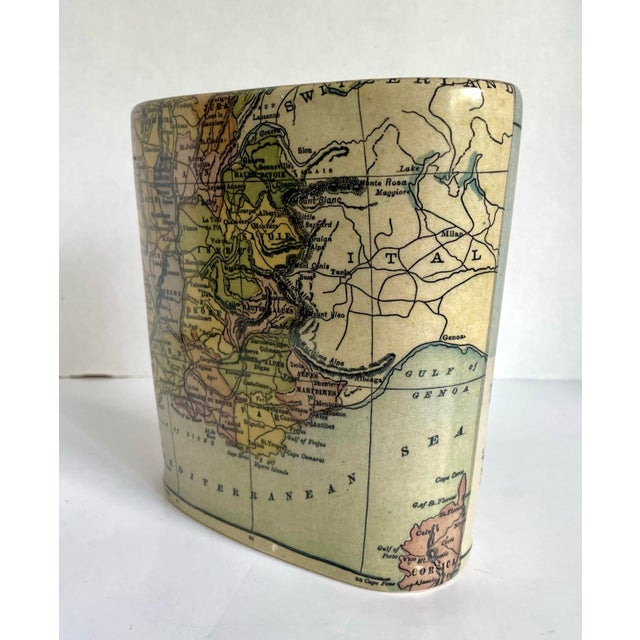 Vintage Ceramic Map of France Oblong Vase by 3-G Imports | Chairish