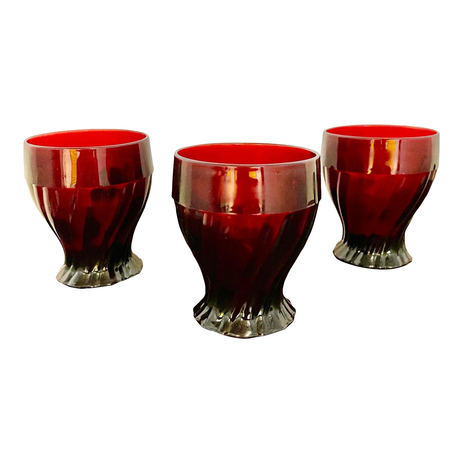 Mid 20th Century “Royal Ruby Red” by Anchor Hocking Lowball Glasses ...