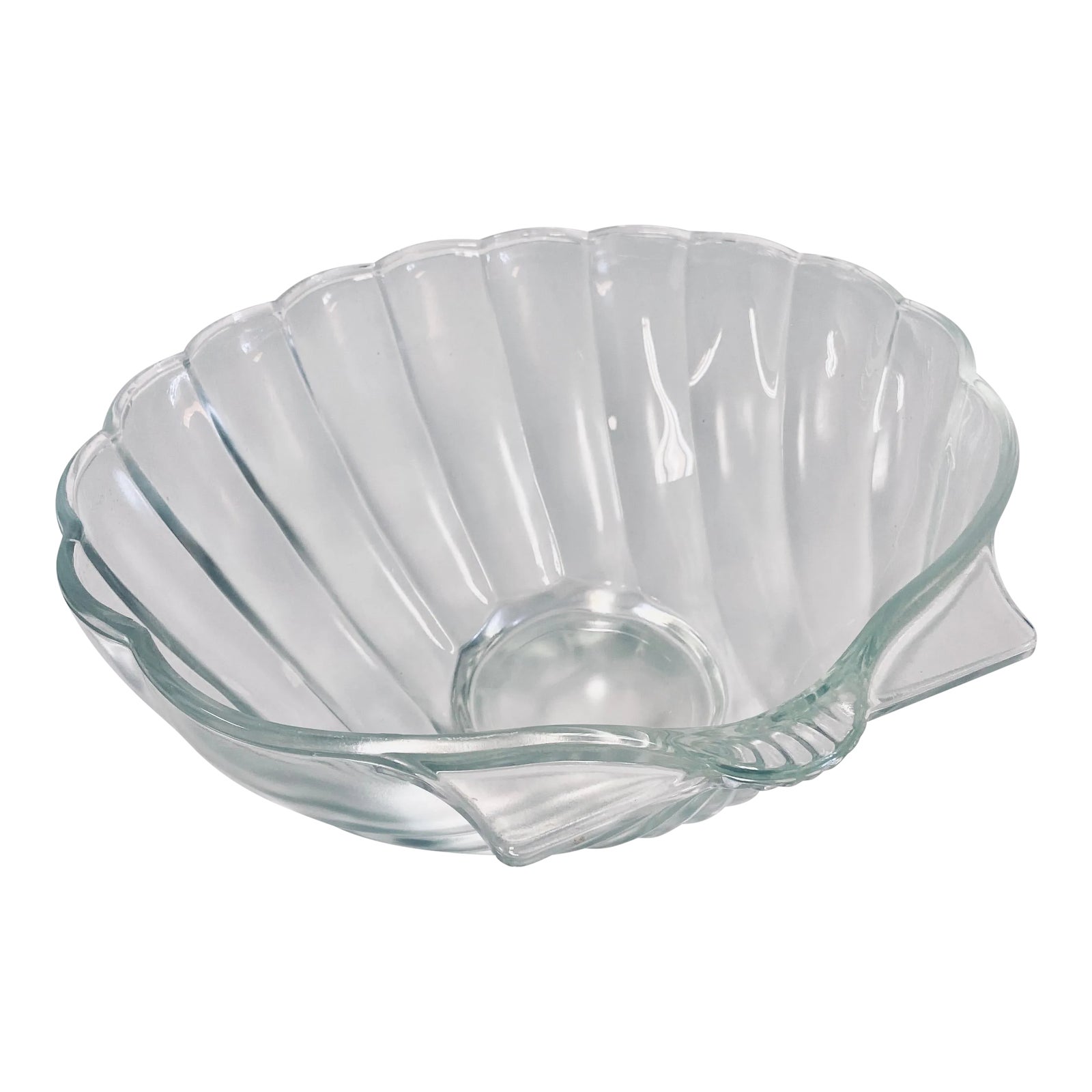 Modernist Style Glass Seashell Dish Bowl | Chairish