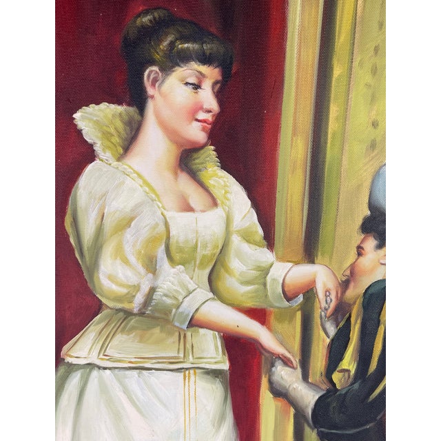 Renaissance Couple on Red Rug Oil Painting | Chairish