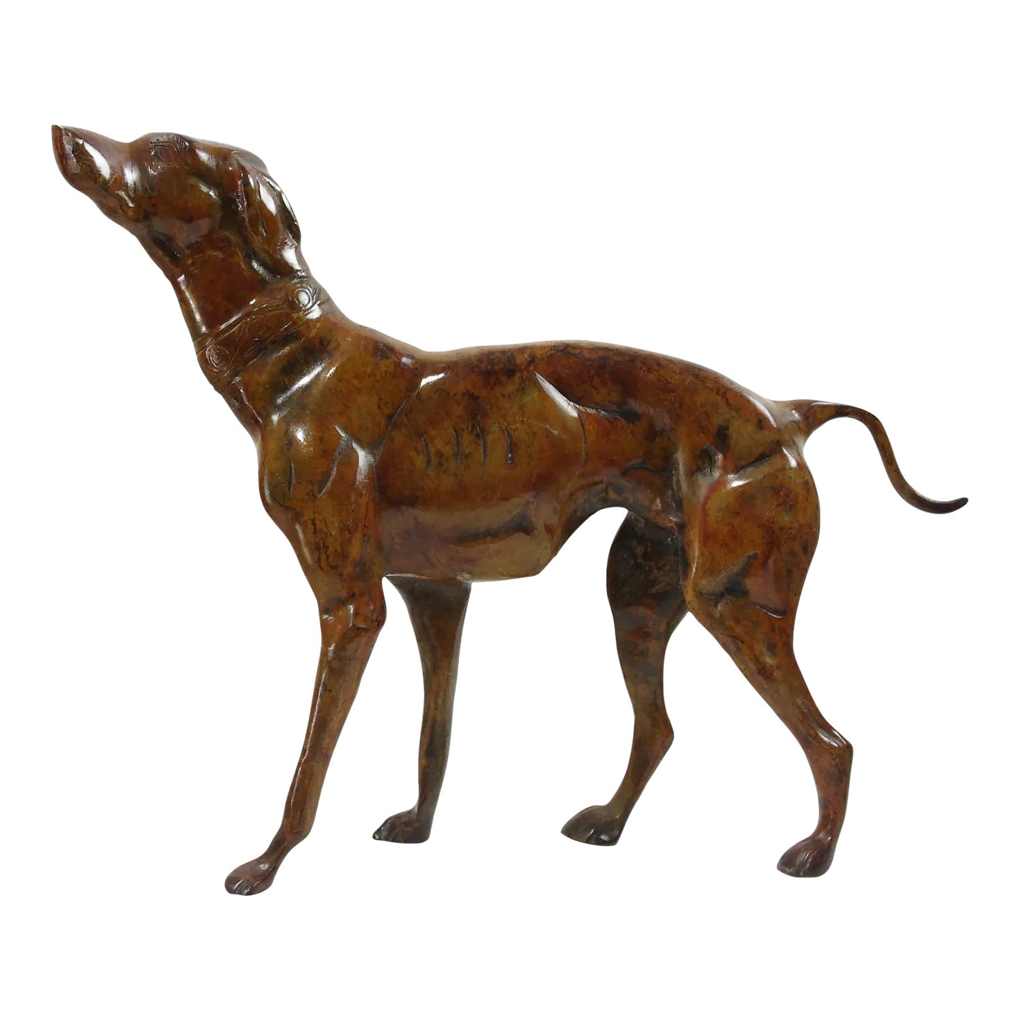 Late 20th Century Cast Metal Whippet or Greyhound Dog Statue With ...