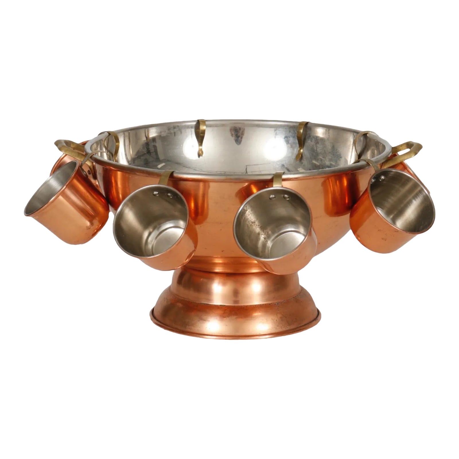 Copper Punch Bowl With 8 Cups | Chairish