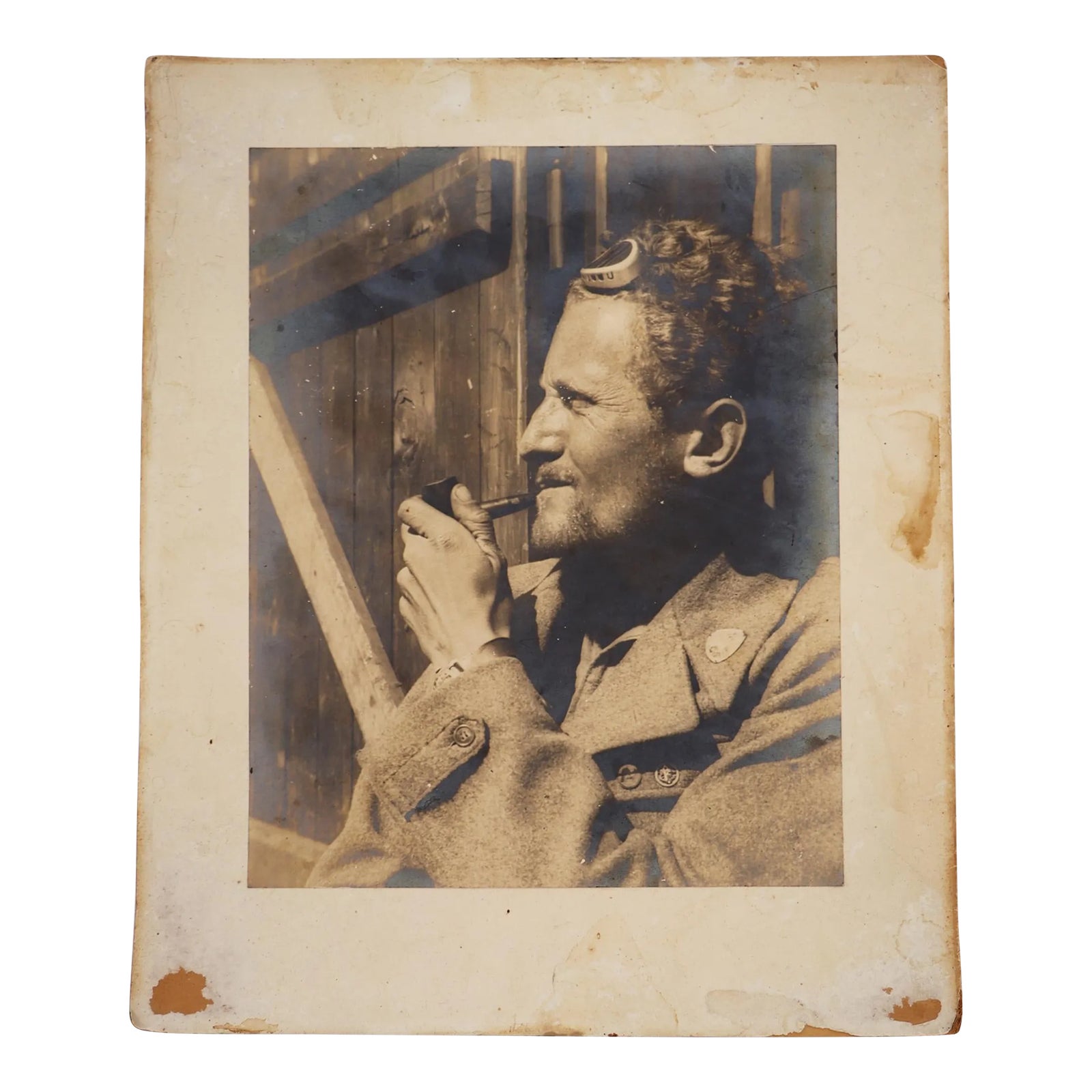 English Soldier Smoking a Pipe, Ww2, Large Photograph | Chairish