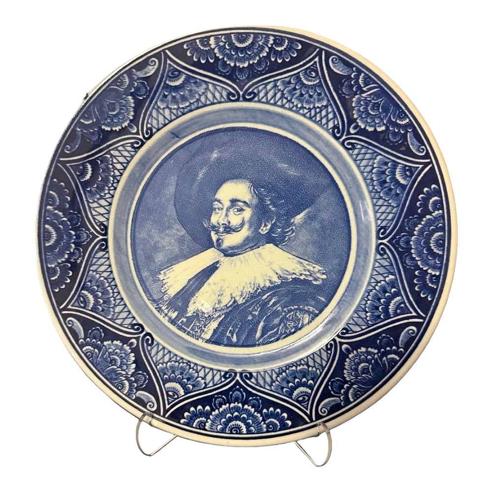 Vintage Delft Blue Portrait Plate Featuring the Laughing Cavalier by ...