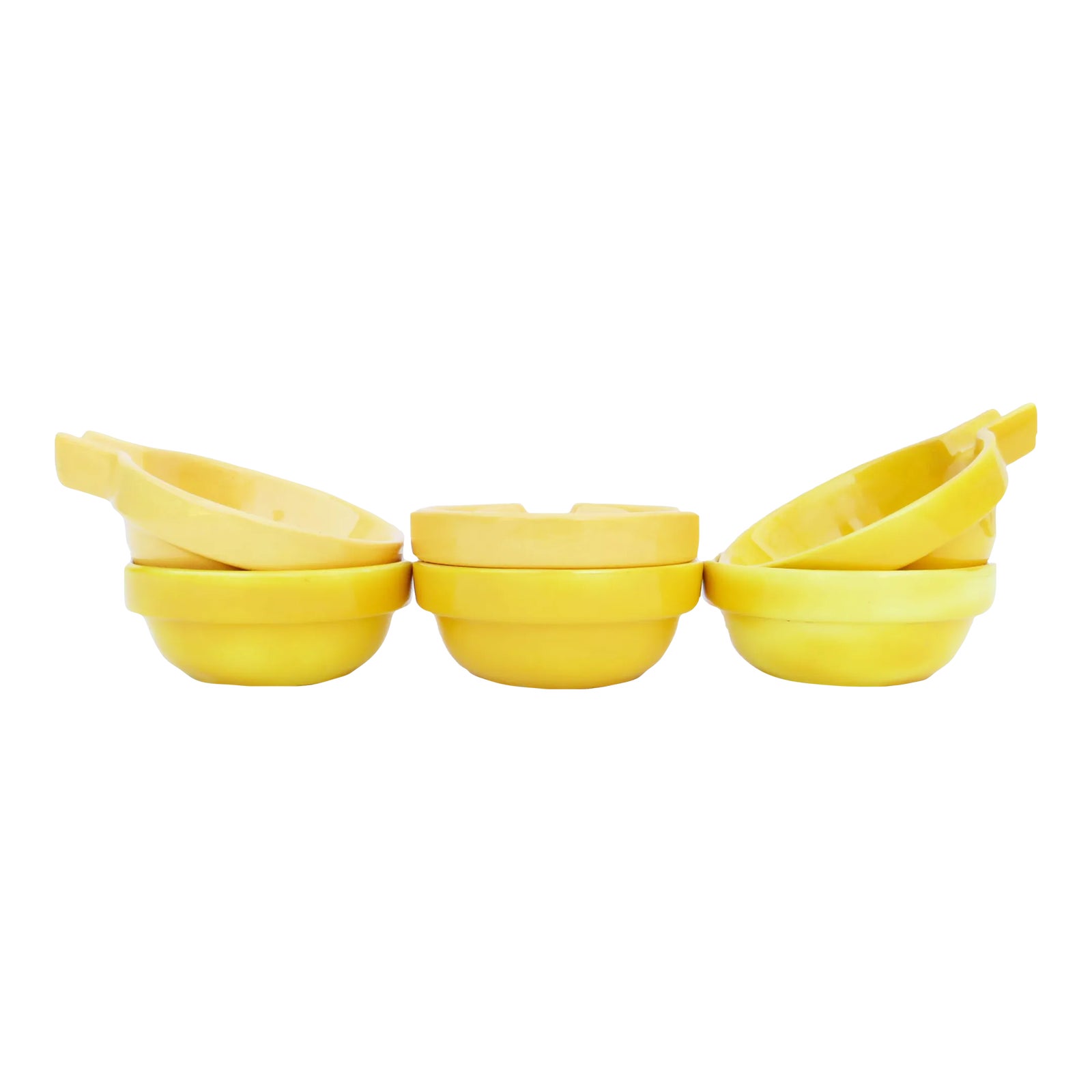 1960s Midcentury Modern Mustard Yellow Individual Ashtrays / Bowls, Set ...