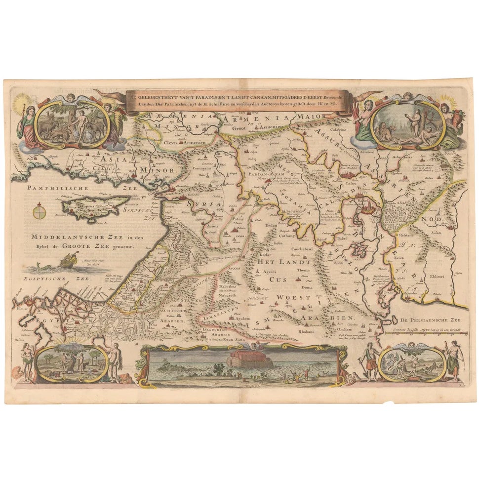 Map of Biblical Sites from Paradise to Canaan by Daniel Stoopendaal ...
