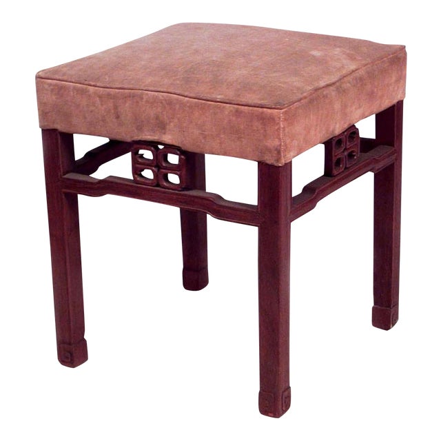 Vintage Mid Century Asian Chinese Style Square Teak Benches- a Pair ...
