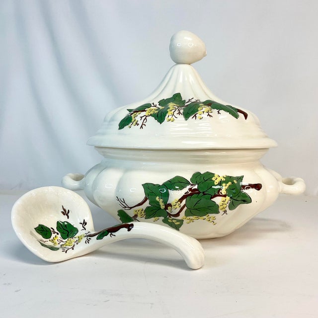 1940s Arts & Crafts Ceramic Transfer Ware Tureen With Trompe L’Oeil ...