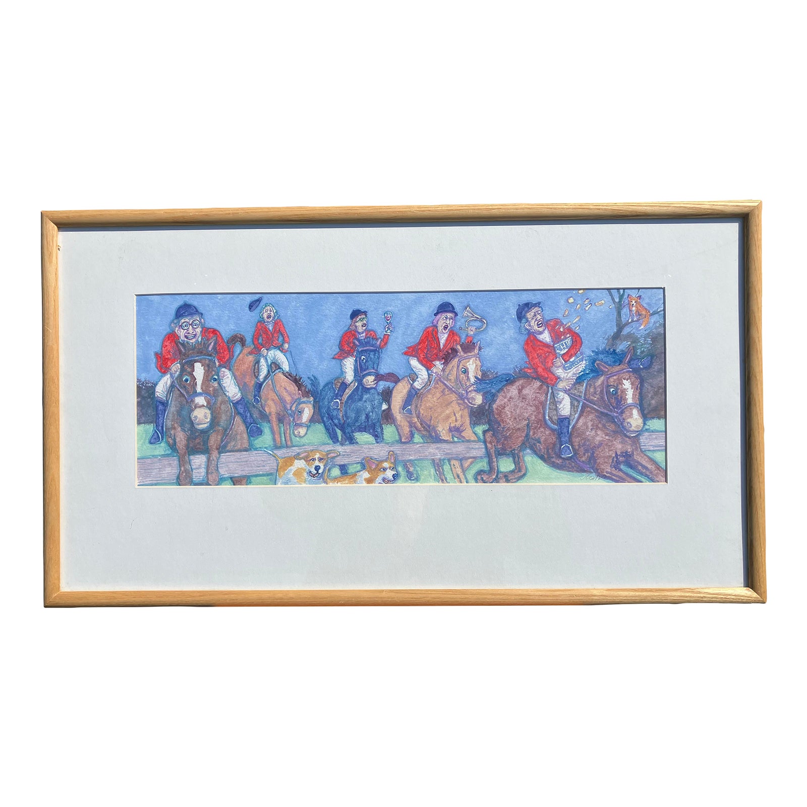 1990s Fox Hunt Folly - Original Watercolor on Paper - Whimsical ...