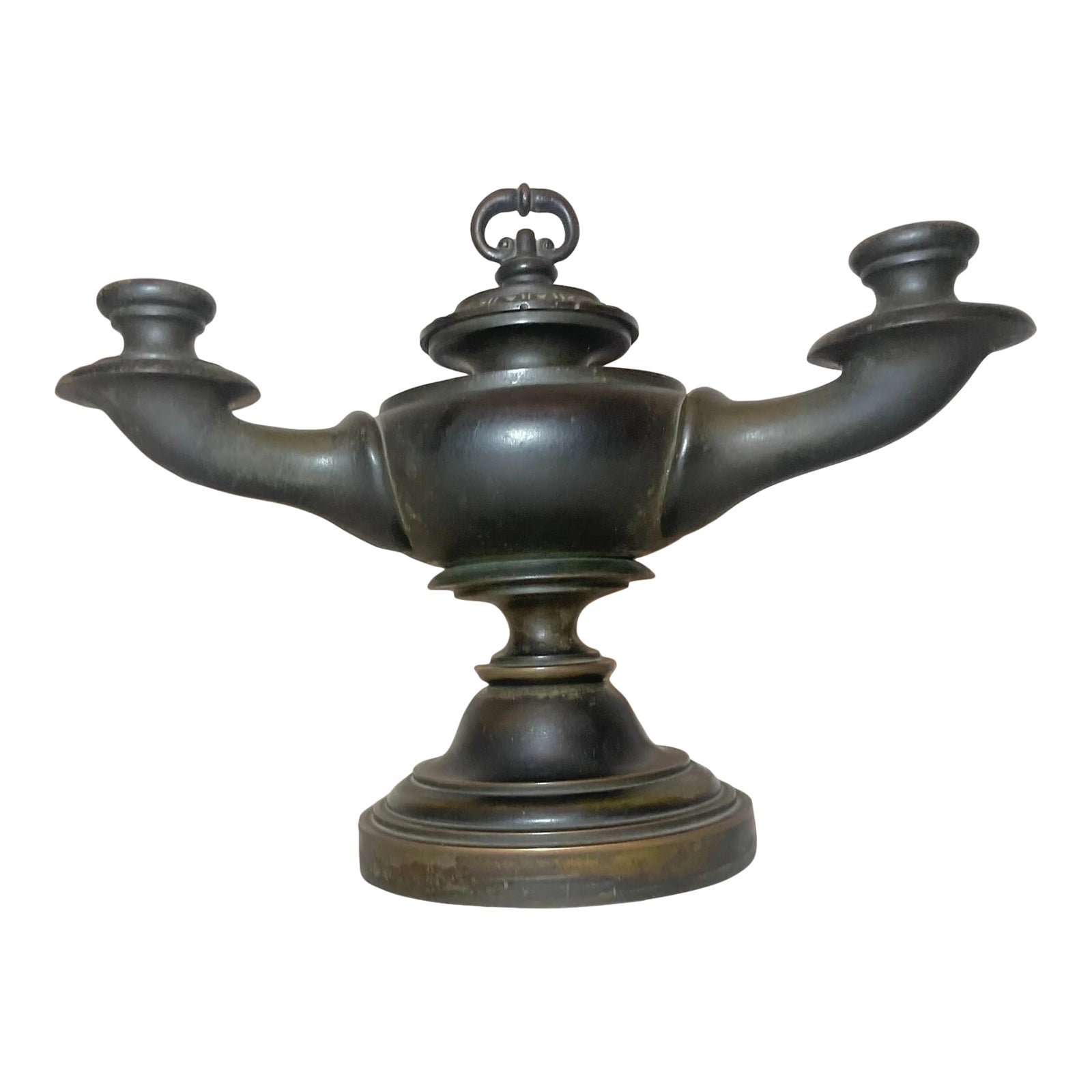 Antique 19th Century Bronze Electrified Oil Argand Genie Table Lamp ...