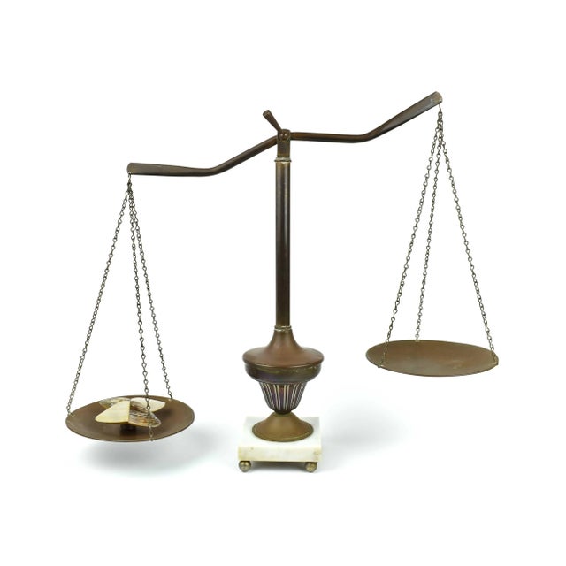 Early 20th Century Italian Copper Marble Base Balance Scale / Scales of ...