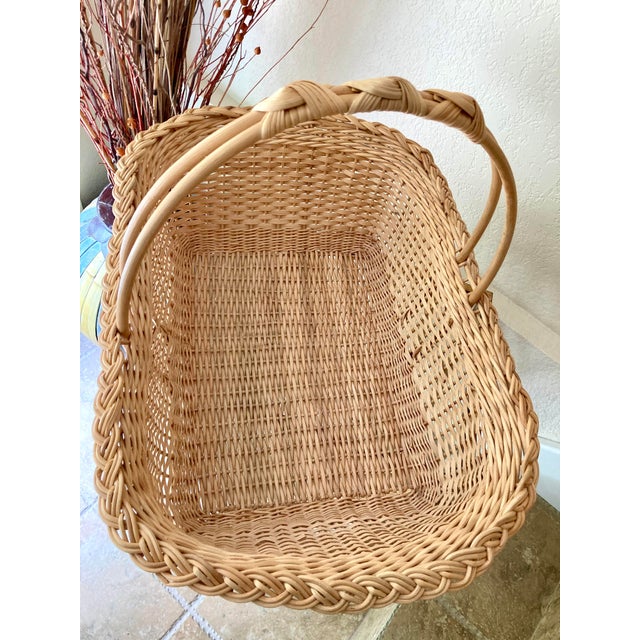 Late Mid-Century Extra-Large White Oak Splint Gathering Basket | Chairish