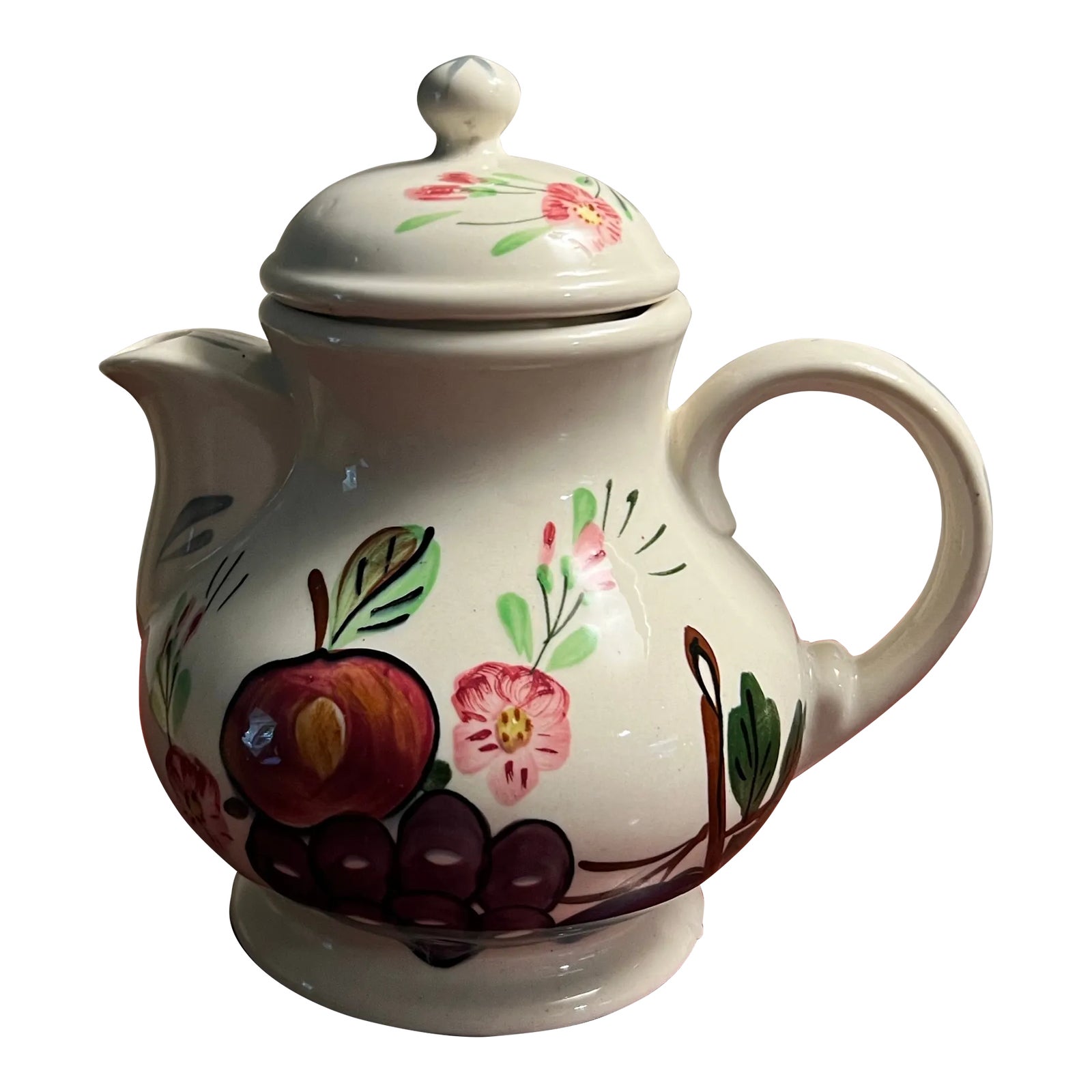 1950s Blue Ridge Grape/Wine Fruit Design Snub Nose Tea Pot | Chairish