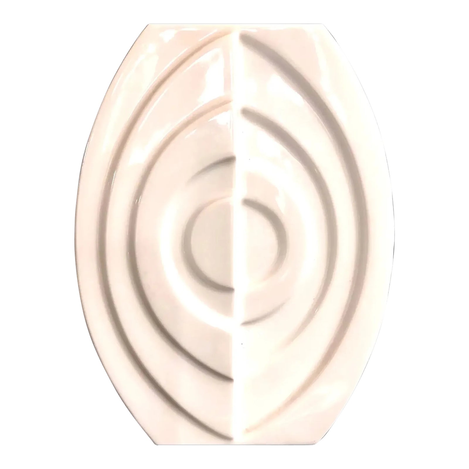 German 1960s Mid Century Modern Glossy White Bisque Porcelain Op Art ...