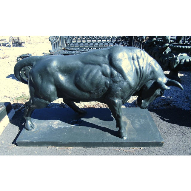 Majestic Cast Iron Bull Statue | Chairish