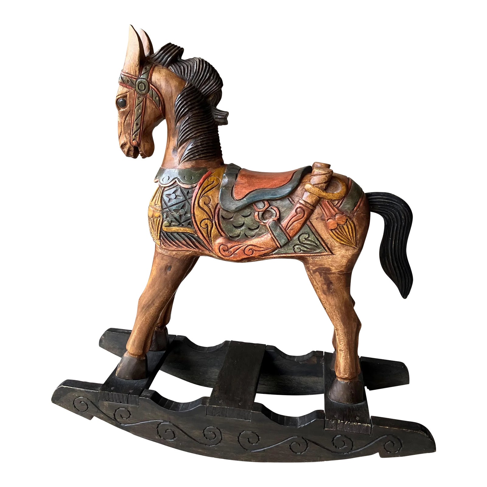 Mid 20th-Century Hand Carved Wood Decorative Nicely-Sized Floor Bow ...