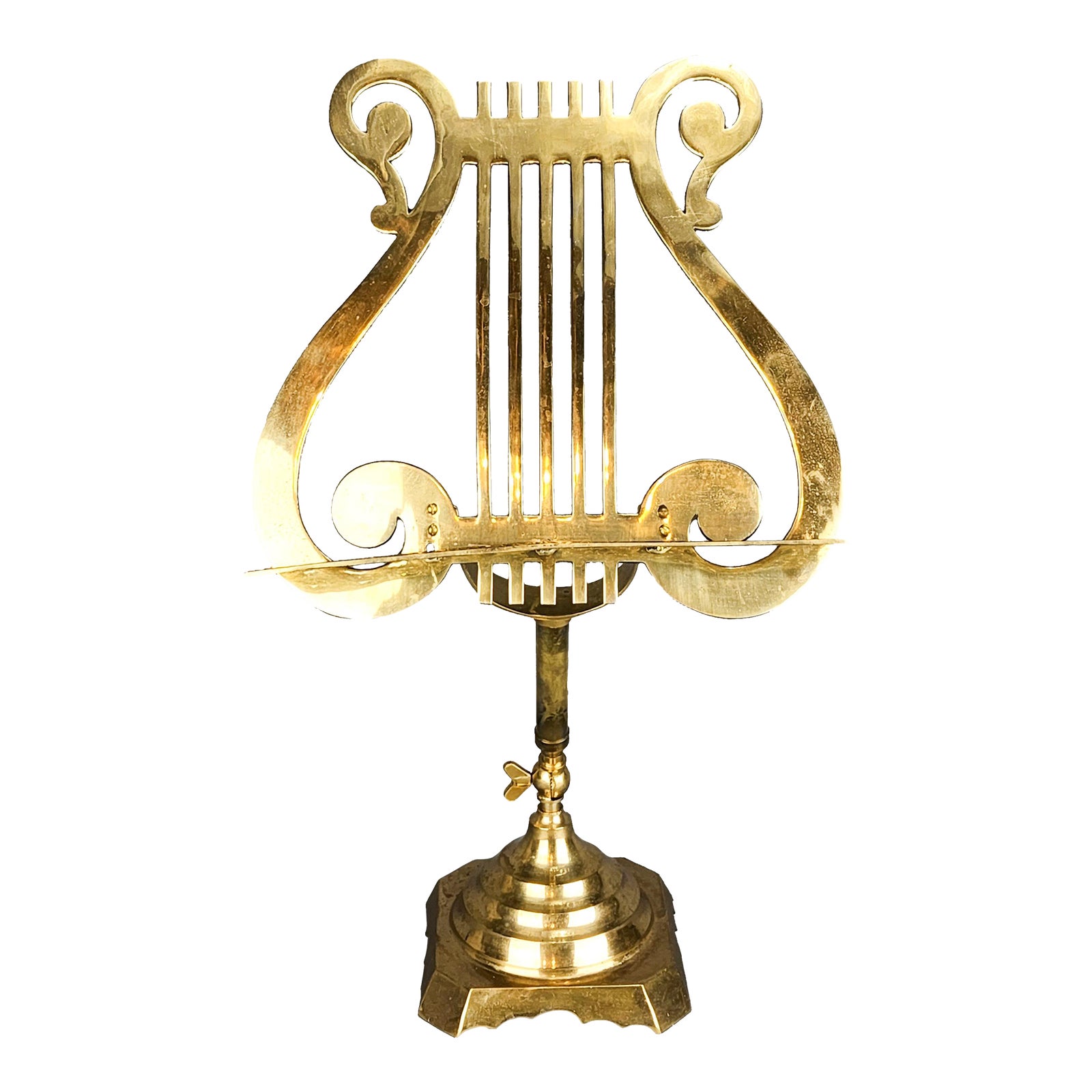 Large Vintage Solid Brass Lyre Harp Adjustable Book Stand or Music ...