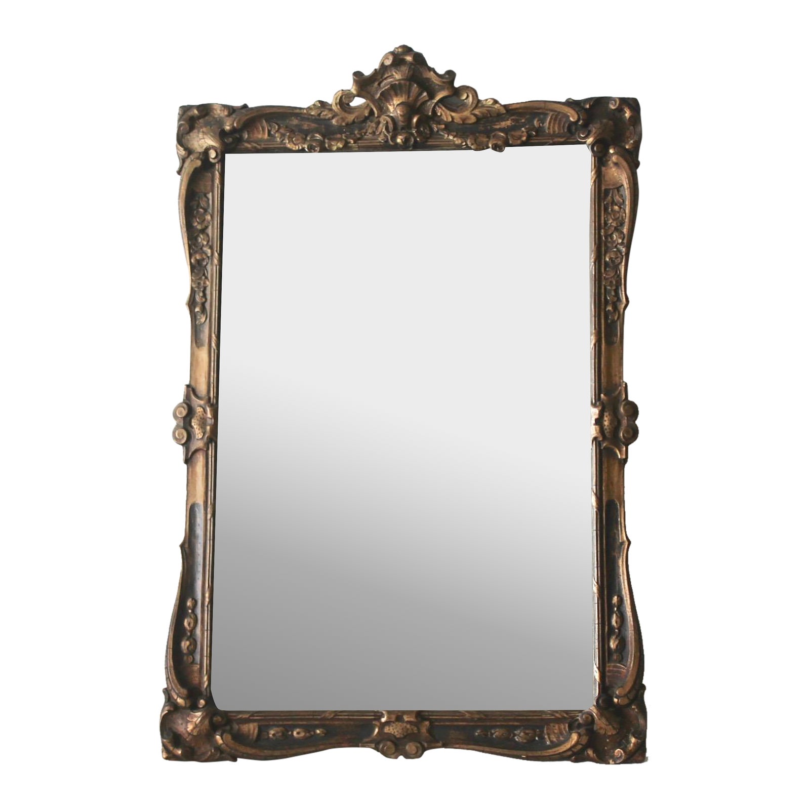 1960s Ornate Rococo Style Large Rectangular Wall Mirror | Chairish