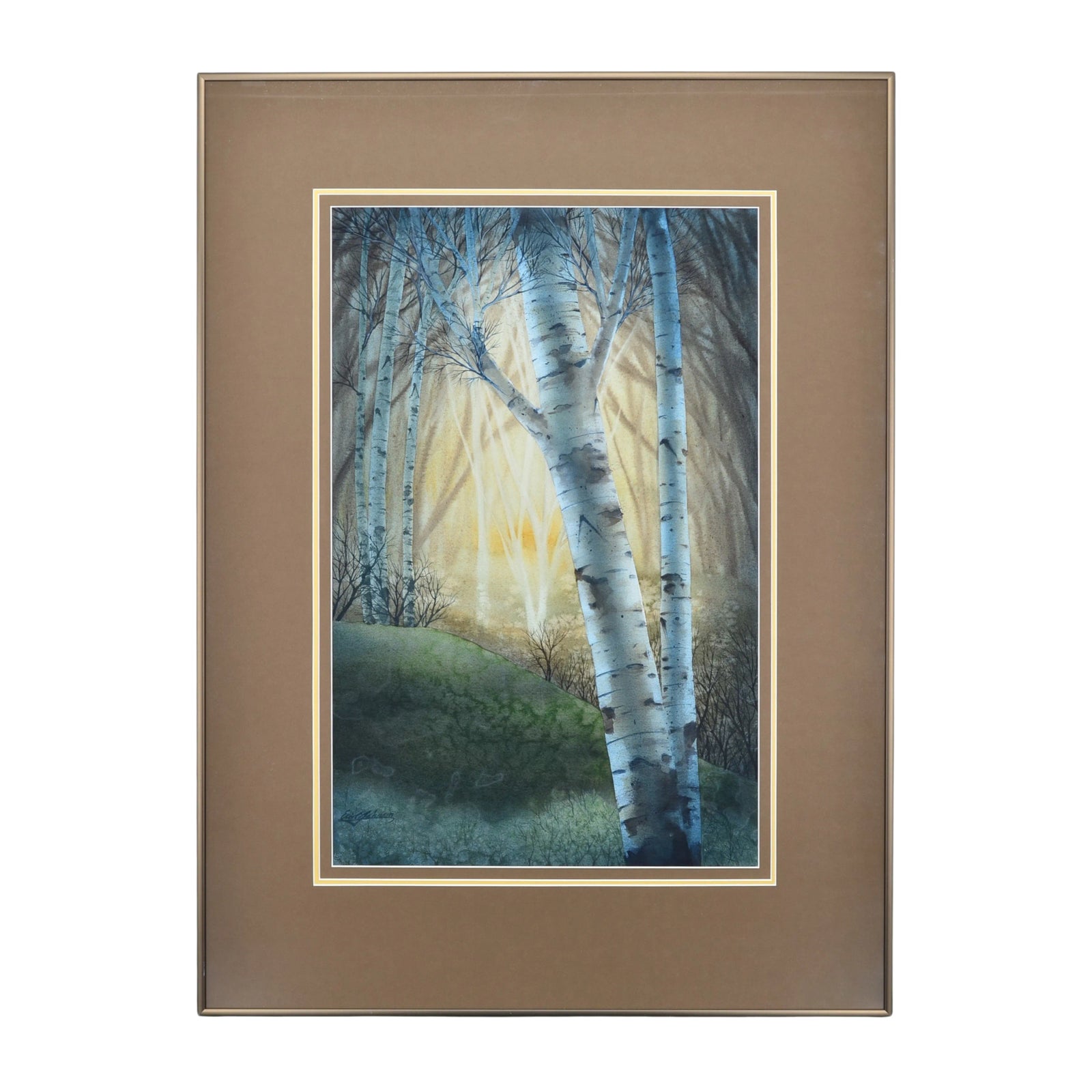 Late 20th Century Eric C Johnson Original Watercolor Painting of Birch ...