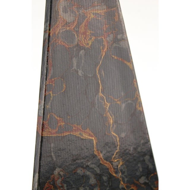 Neoclassical Style Obelisks in Marbled Paper and Gold Foil - a Pair ...