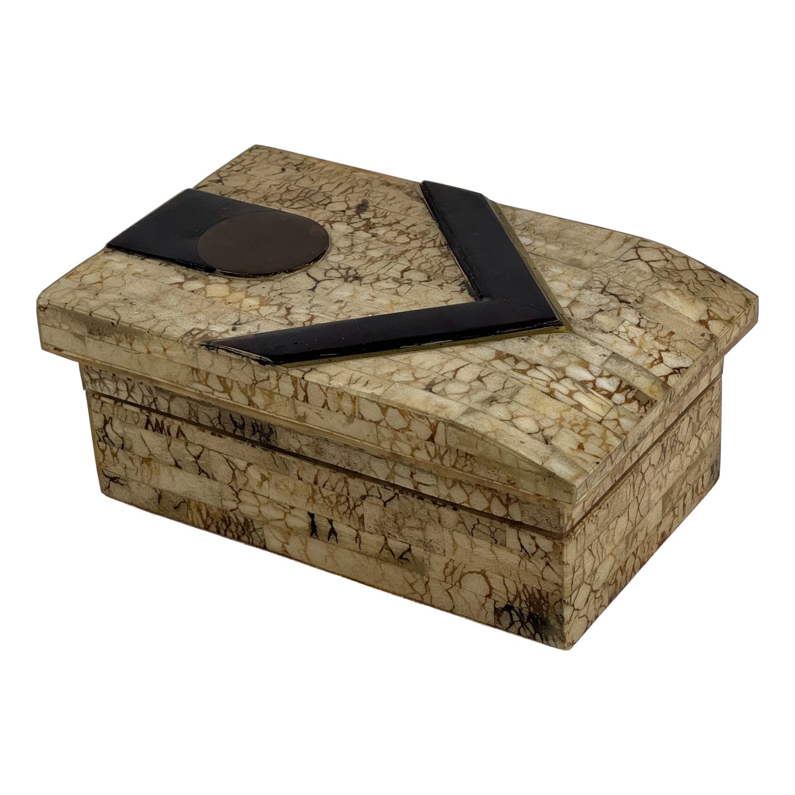 Early 20th Century Vintage Tessellated Keepsake Box With Art Deco ...
