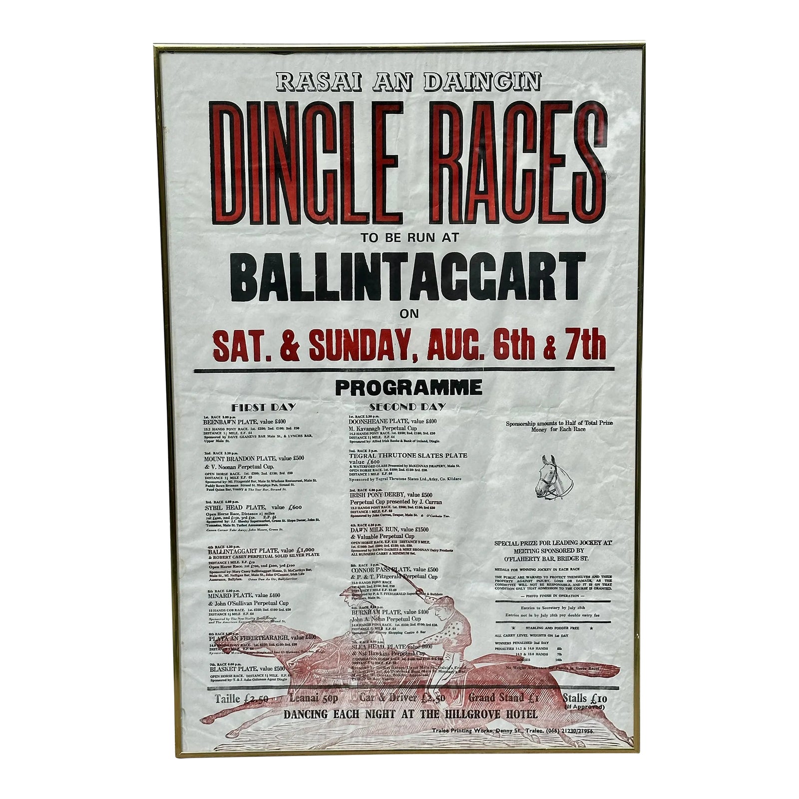 Vintage European Horse Racing Poster – Dingle Races, Framed | Chairish
