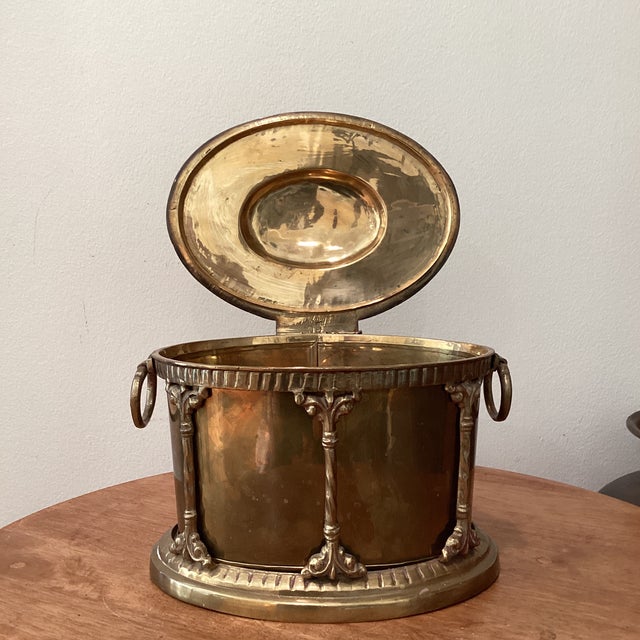 Mid 20th Century Vintage Brass Biscuit Tin With Lid and Handles | Chairish