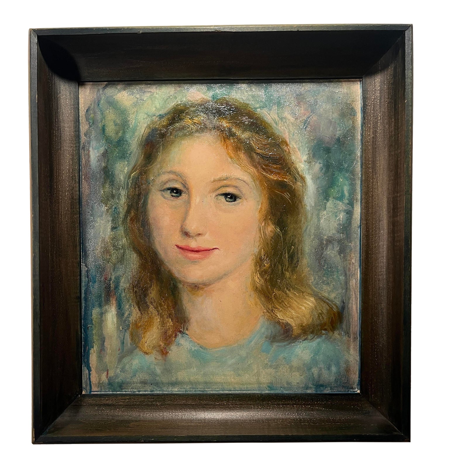 Circa 1940's Portrait of a Young Lady Oil on Canvas Professionally ...