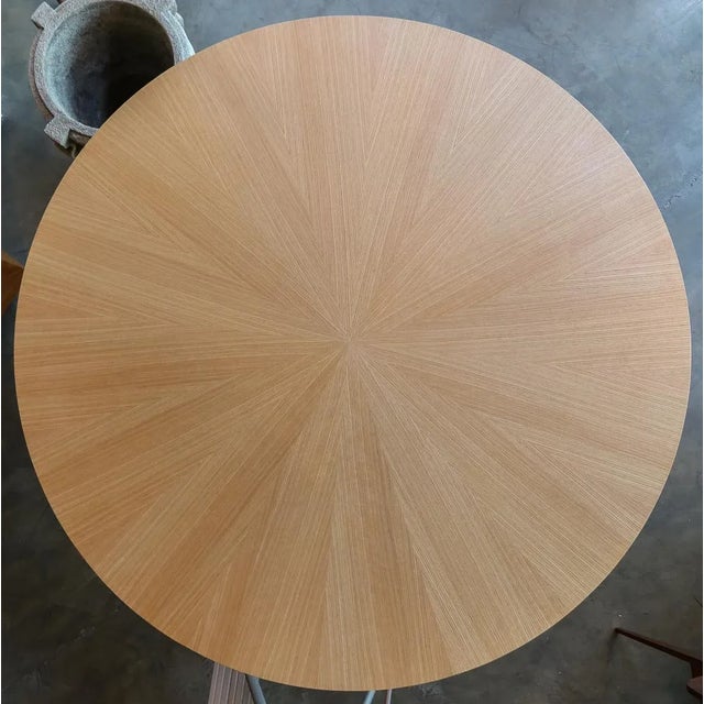 Custom Mid Century Style Round Oak Dining Table With Pedestal Base ...