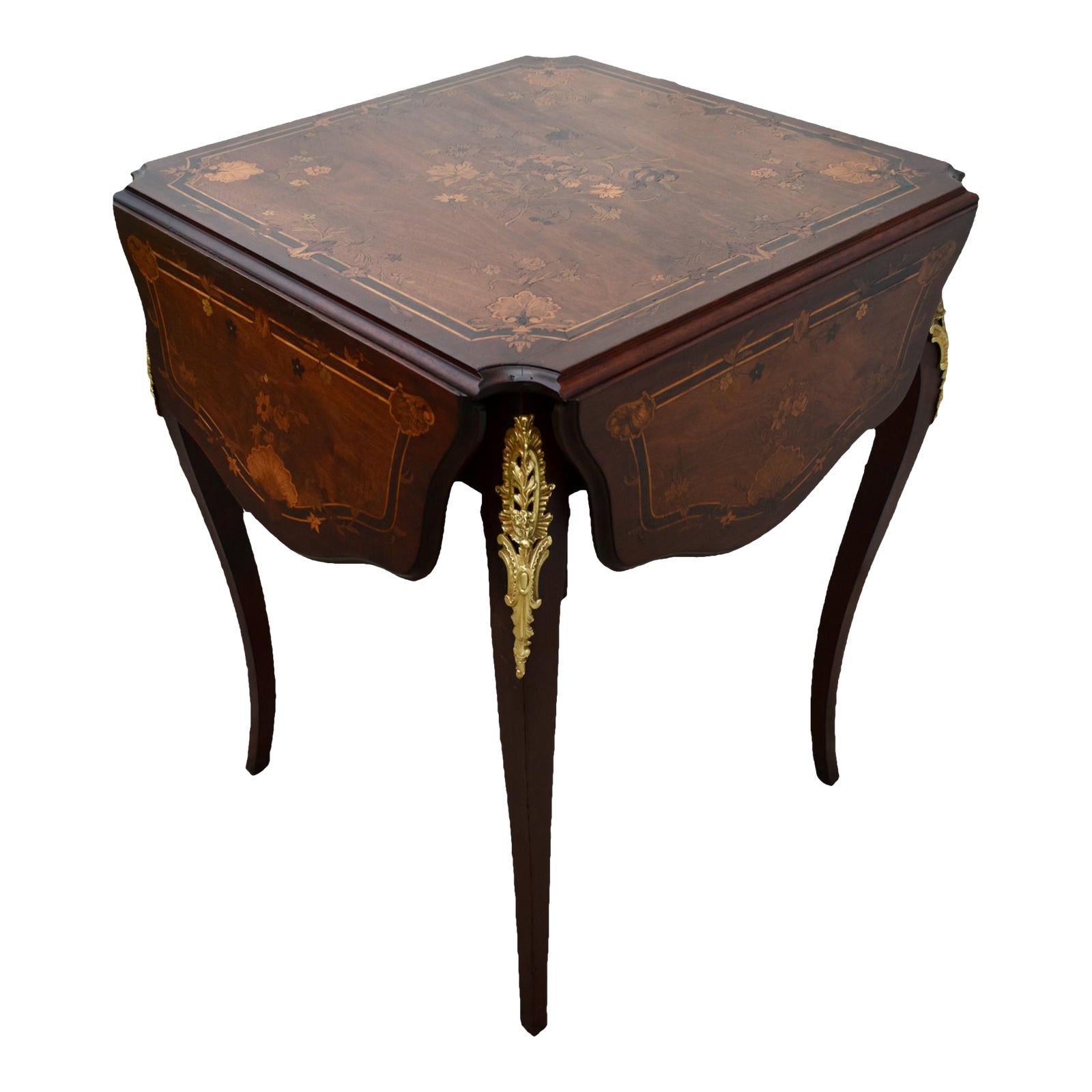 Antique Flint & Horner Co. Inlaid Walnut Edwardian Style Clover Drop ...