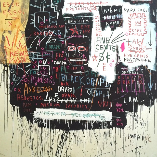 Jean Michel Basquiat Estate Fine Art Lithograph Print " Museum Security " 1983 | Chairish