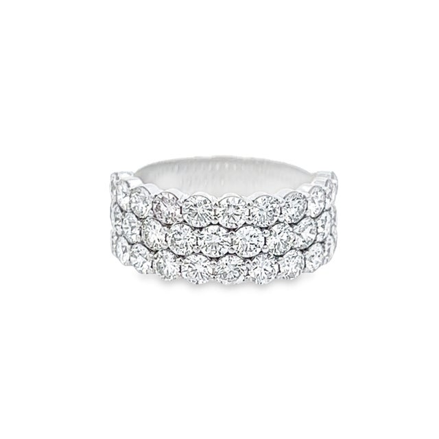 Alexander Beverly Hills 2.73ct Round Three-Row Diamond Half Eternity Ring 18k Size 5.5 | Chairish