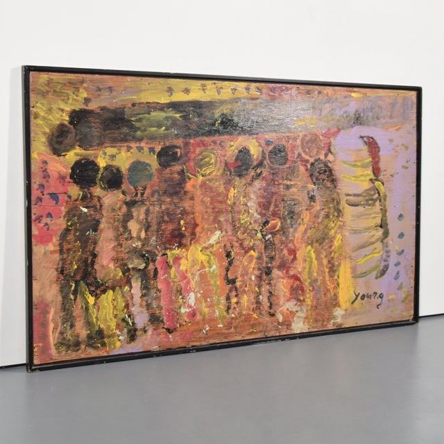 Original Purvis Young Folk Art Painting on Plywood, Untitled, Estate of ...